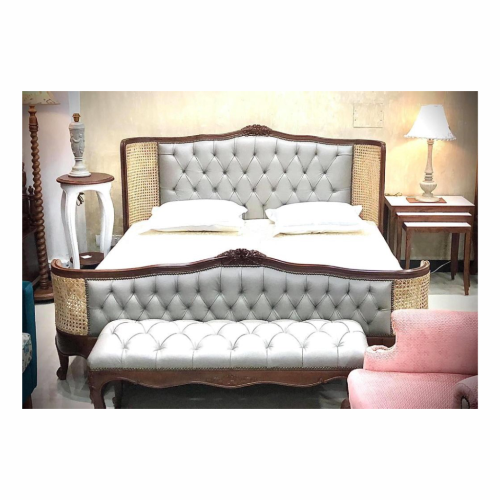 FLORENCE BED WITH FABRIC AND CANE – Woods